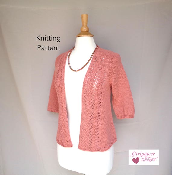 Open Front Cardigan Knitting Pattern Lace Front Raglan