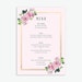 Romantic Floral & Faux Gold Foil Wedding Menu Pink or White