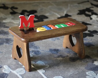 Two-Name Puzzle Bench WHITE FINISH First Birthday Second