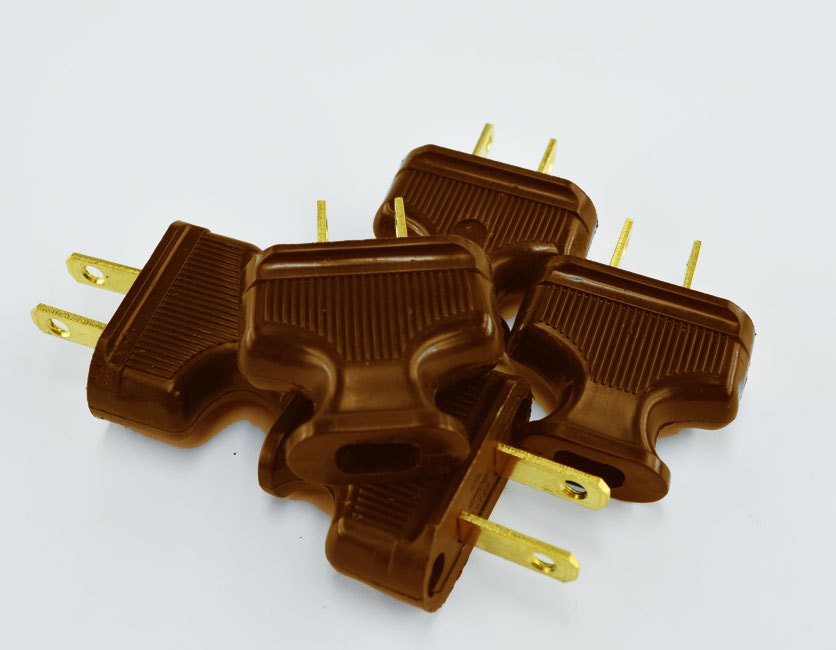 5-Pack Brown Electrical Plugs Vintage Style 2-Prong