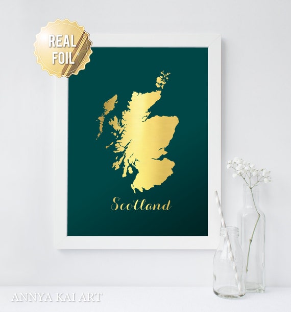 Map of Scotland Scotland Map Art Print in GOLD FOIL
