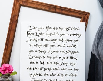 Wedding vow art | Etsy