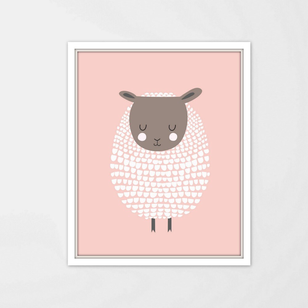 Pink Sheep Print pink Sheep Art Lamb Print Lamb Art Sheep