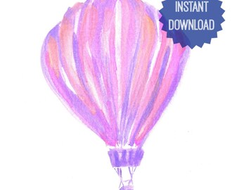 Hot Air Balloon Watercolor Print of Painting
