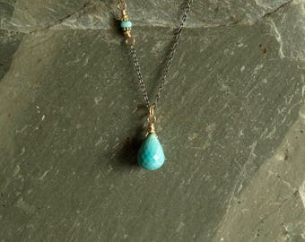 Turquoise Copper Matrix Necklace blue and purple sterling