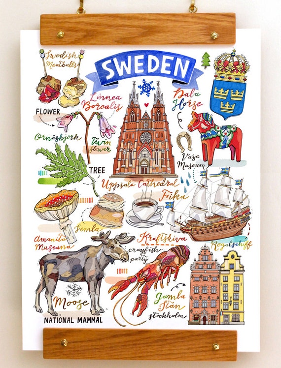 Sweden Print National symbols Sverige illustration moose