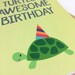 Funny turtle birthday Card cute animal card friend card