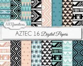 Items similar to Tribal digital paper "AZTEC" digital paper tribal ...