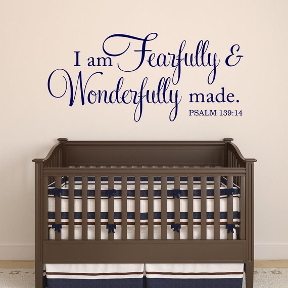 Fearfully and Wonderfully Made Decal Bible Verse Vinyl Wall