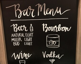 Chalkboard bar menu | Etsy
