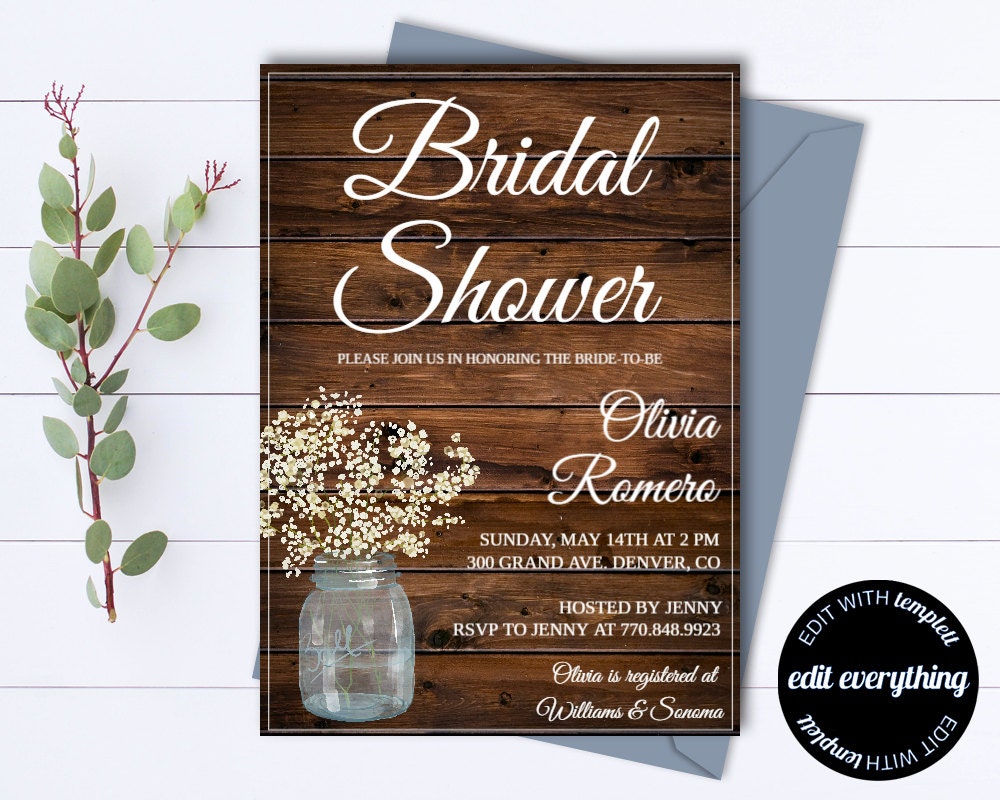 Rustic Bridal Shower Invitation Country Bridal Shower Invite