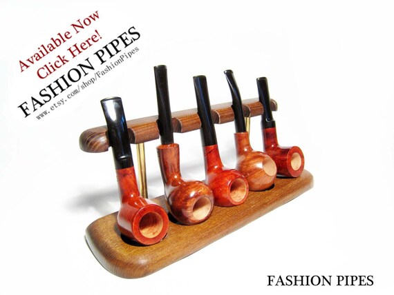 Tobacco Pipe Rack fits 5 Pipes Stand Hold Case Display/Wood