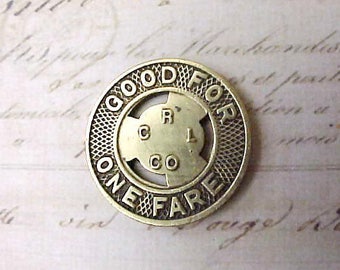 Houston TX Necklace Vintage Texas Transit Token Swarovski