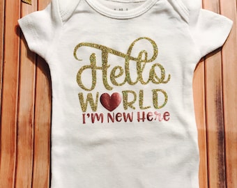 Hello World Shirt / Newborn Outfit / Baby Shirt / Baby Outfit