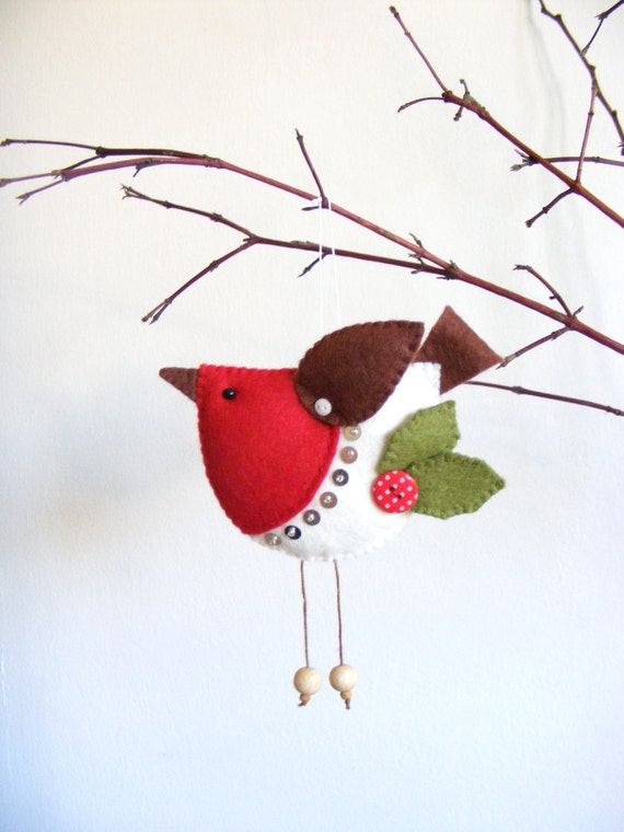 Items similar to PDF pattern - Felt robin. Christmas tree ornament ...