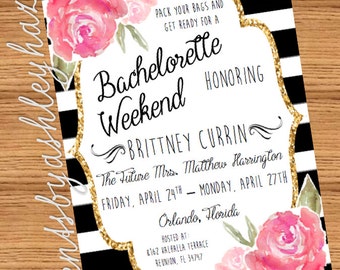 Bachelorette Party Weekend Invitation Detailed Weekend