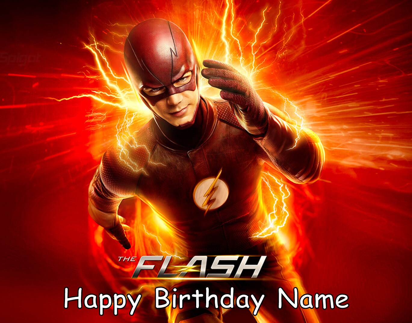The Flash Edible Image Cake Topper Personalized Birthday 1/4