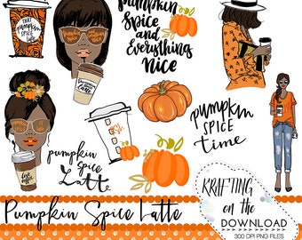pumpkin spice latte clipart set pumpkin coffee clip art