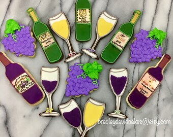 Wine bottle cookies | Etsy