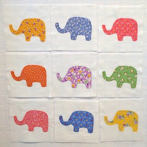Elephant quilt block | Etsy