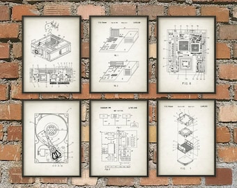Computer Geek Wall Art Poster Set of 4 No.2 Computer Room