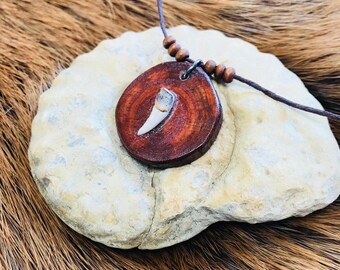 Fox tooth necklace real fox canine fang on hand-braided