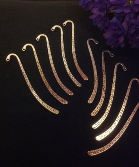 10 pcs DIY Metal Bookmarks For Crafting Antique Silver
