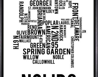 Northern Liberties Map Philadelphia Neighbourhood Art Print