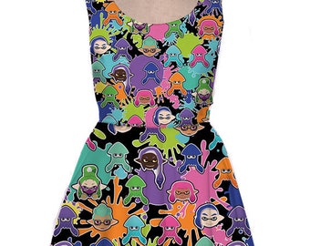 Splatoon Inspired Dress Splatoon Skater Dress Inkling Dress