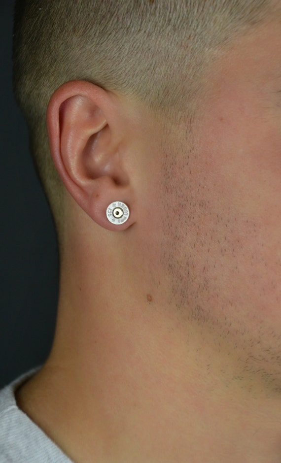 Bullet earrings Mens earrings bullet stud earrings