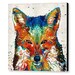 Colorful Fox Animal Art PRINT from Painting Primary Colors Red
