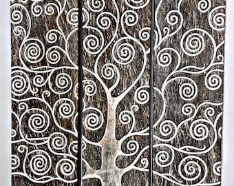 Carved wood panel | Etsy