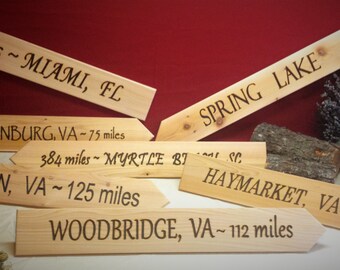 Customized Directional Sign Wooden Mile Marker Peter Pan