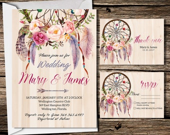 Boho wedding invite | Etsy