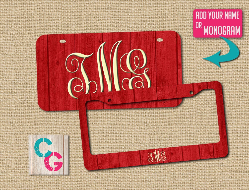 Red License Red License Plate Custom License Plate Monogram