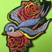 Large Embroidered Bird Swallow Applique Patch Tattoo Style