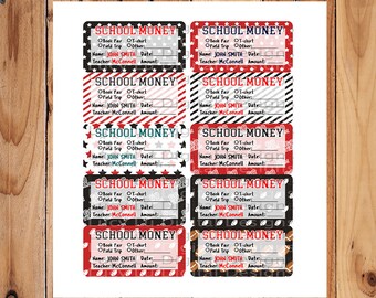 Personalized School Money Printable Stickers School Labels