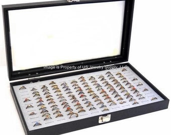 Key Lock Locking Solid Top Lid Red 72 Ring Display Portable