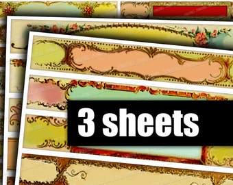 CIGAR BOX BORDERS 4 Large Digital Printable Images Vintage