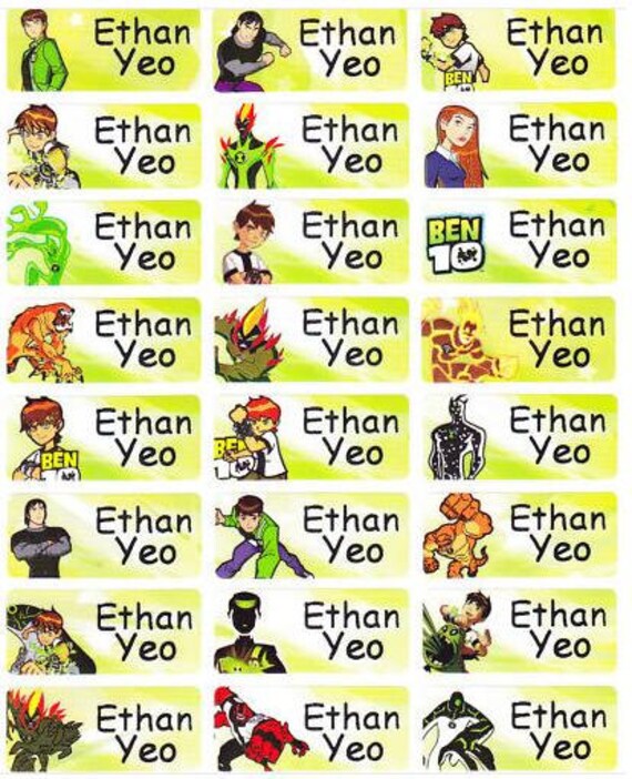 72 BEN 10 Custom Waterproof Name