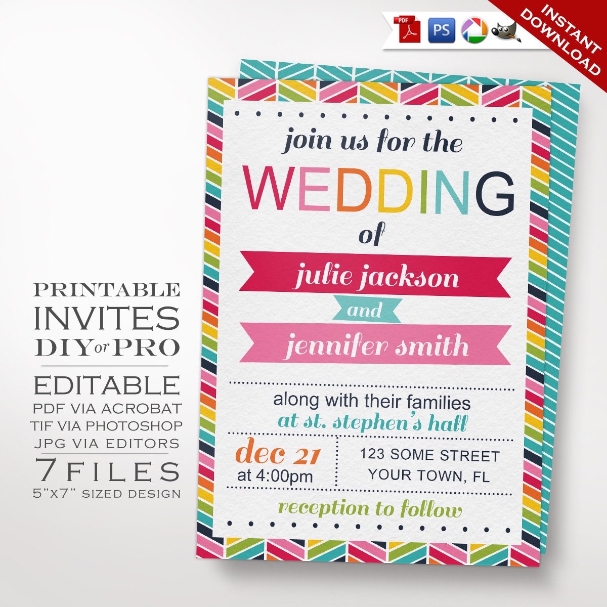 Wedding Invitation Template Same Sex Wedding Invitation