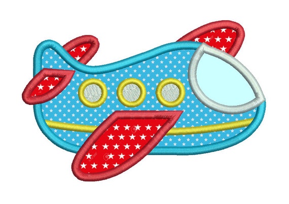 Aeroplane Applique Embroidery Design Air Travel Plane