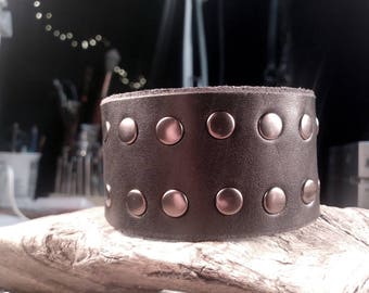 Black leather cuff | Etsy