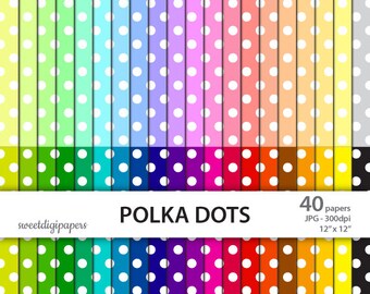 Polka dot digital paper Digital paper dots digital paper polka