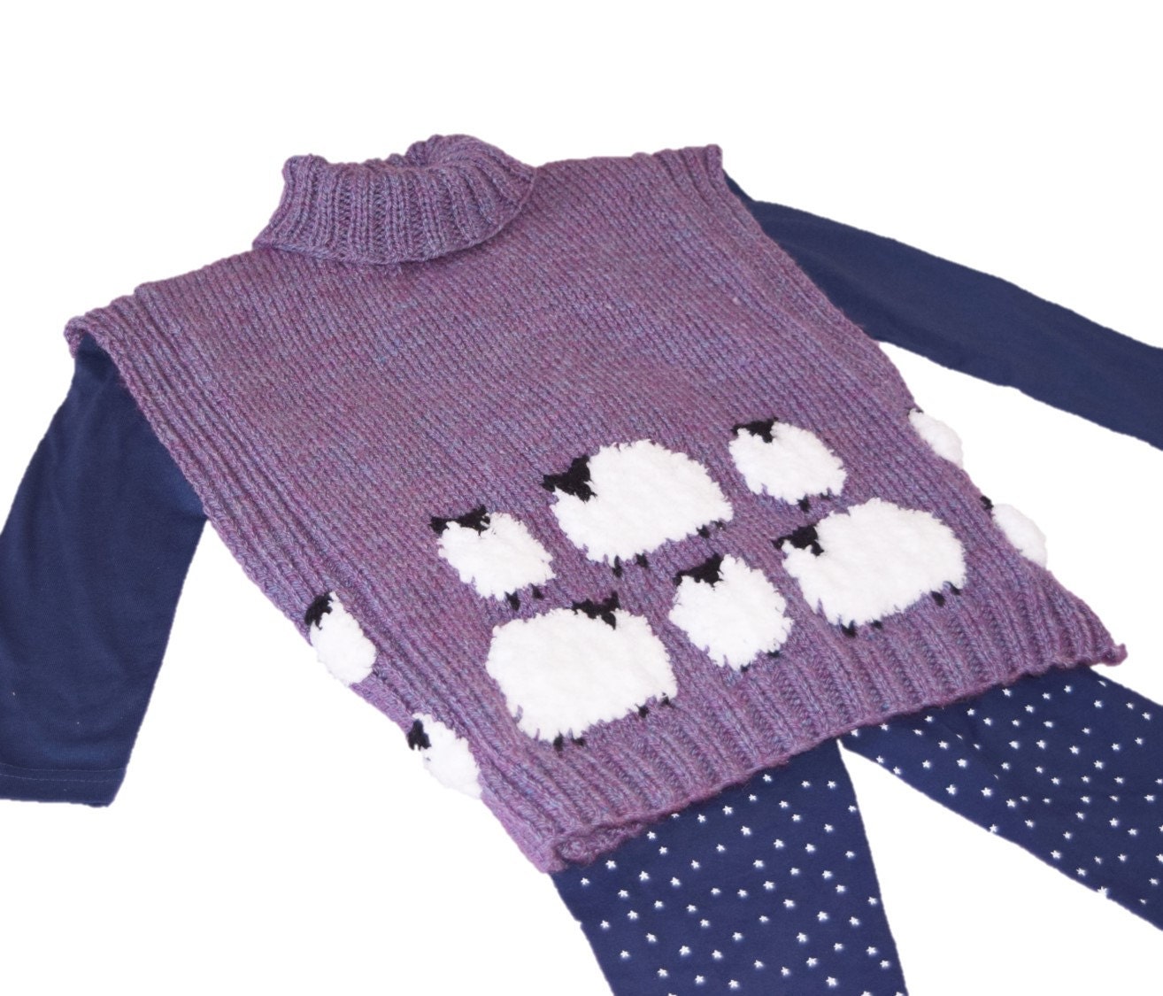 Sheep Tunic Knitting Pattern, Sweater and Hat with Sheep for children ...