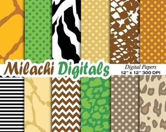 Safari Digital Paper Animal Print Digital Paper Safari