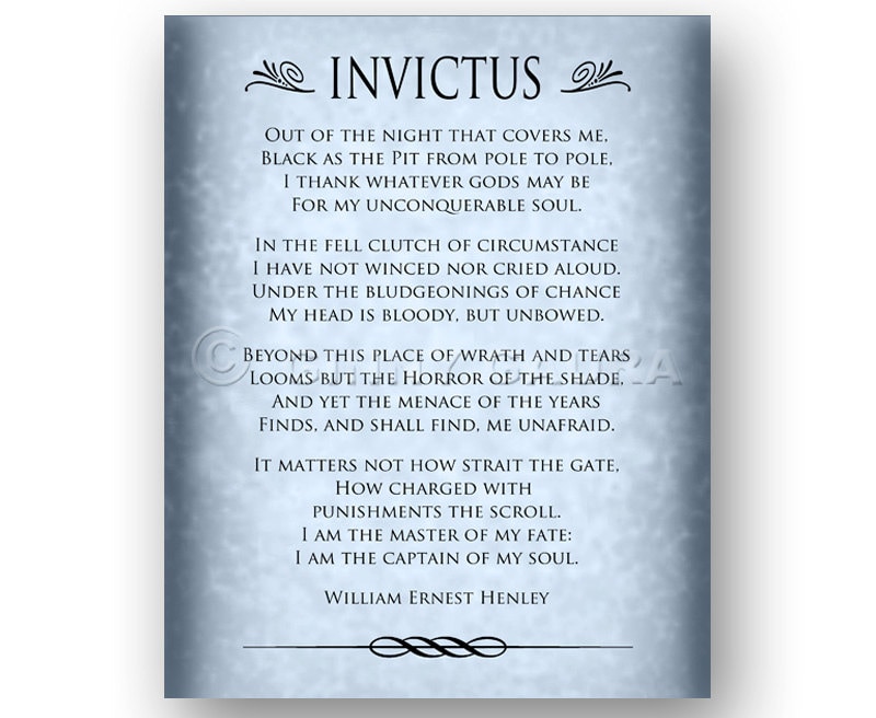Invictus Poem by William Ernest Henley 8x10 Instant