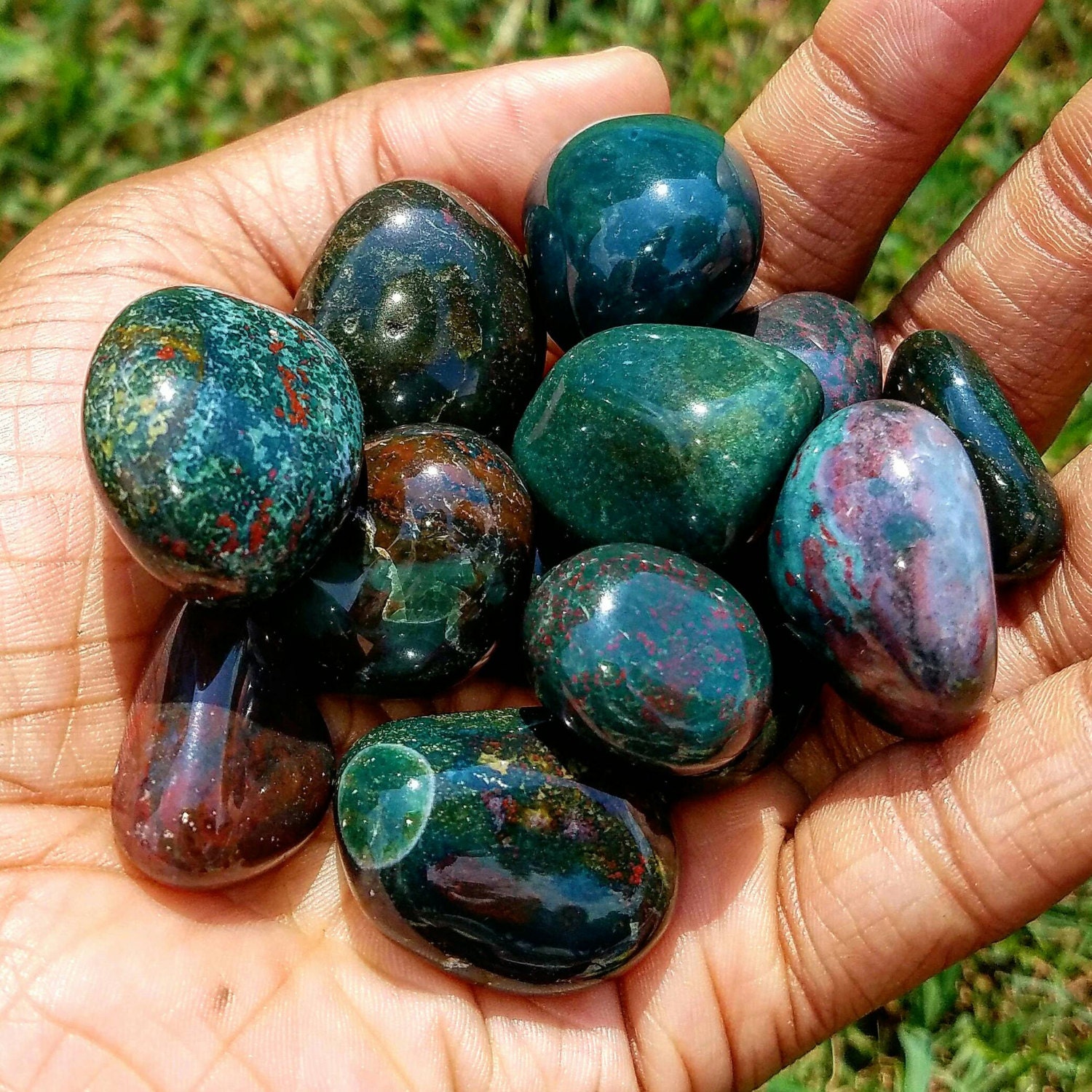 Set of 3 Beautiful Bloodstone Crystal Rocks Colors are so