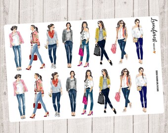 Fashion girl sticker | Etsy