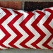 Cincinnati Reds Burlap/Red Chevron Pillow
